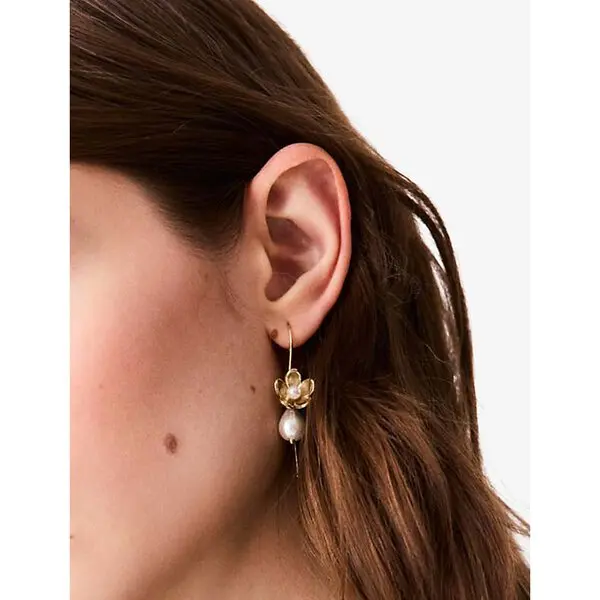 Maje Fine Flower -tone Brass Drop Earrings
