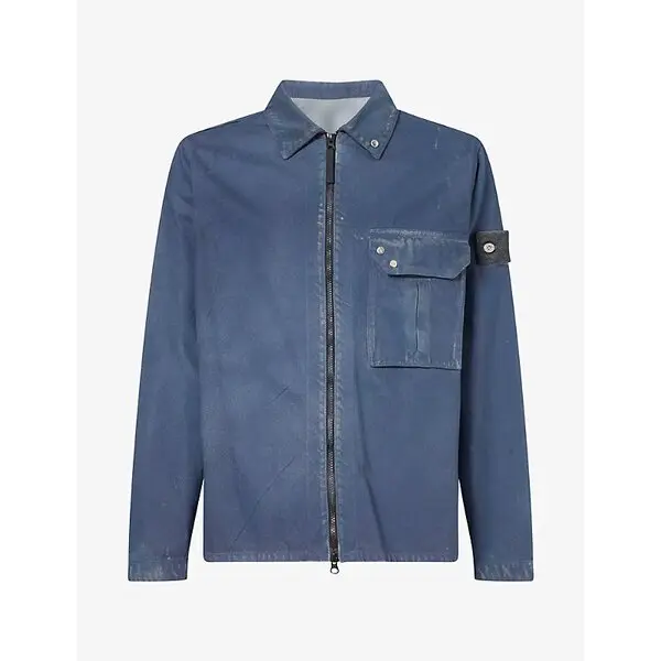 Stone Island Denim Hand Sprayed Reflective Cotton Jacket - Slate Blu