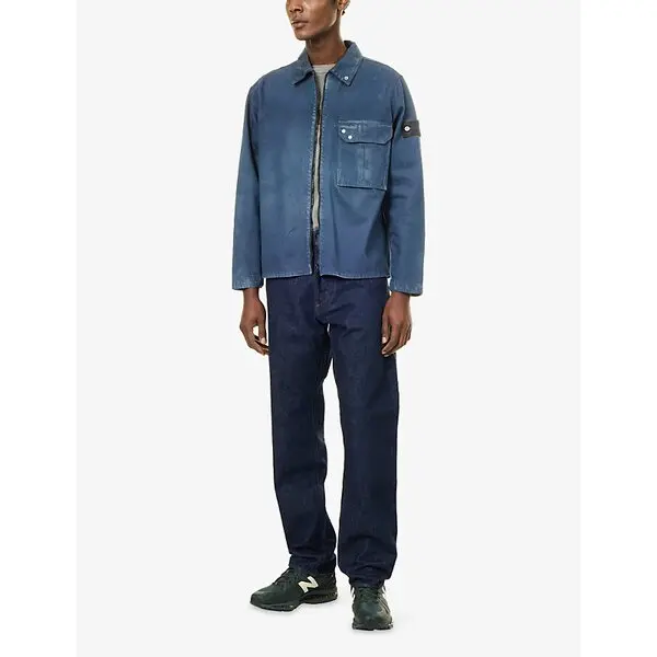 Stone Island Denim Hand Sprayed Reflective Cotton Jacket