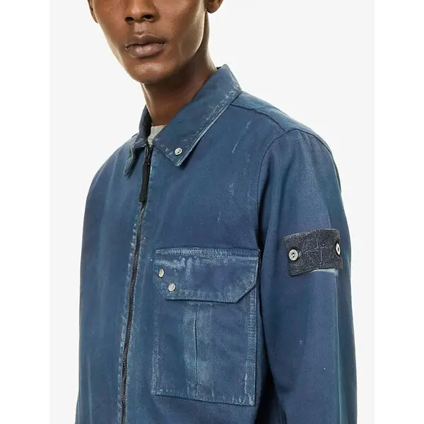 Stone Island Denim Hand Sprayed Reflective Cotton Jacket