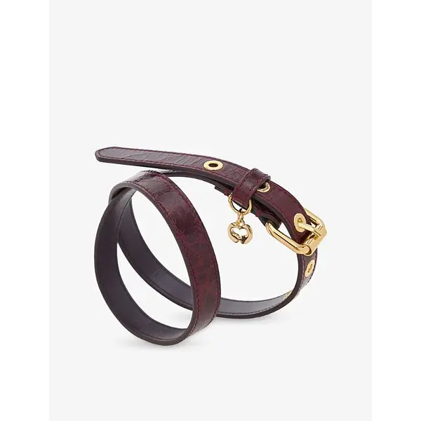 Maje Logo-charm Crocodile-embossed Leather Belt