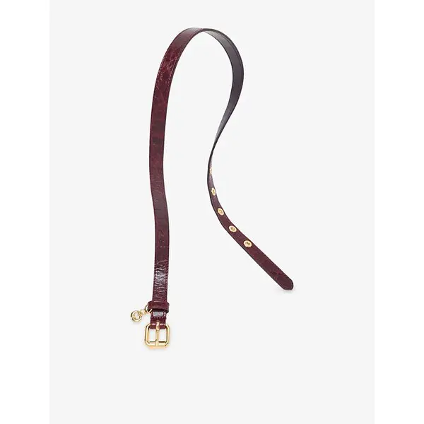 Maje Logo-charm Crocodile-embossed Leather Belt