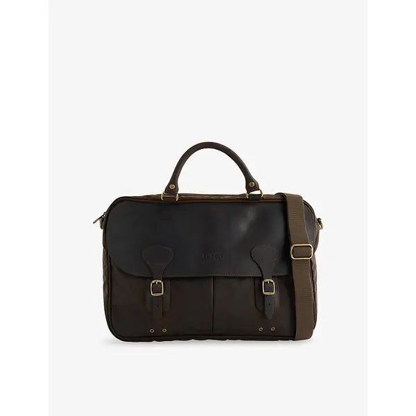 Barbour Wax Leather Briefcase - Olive