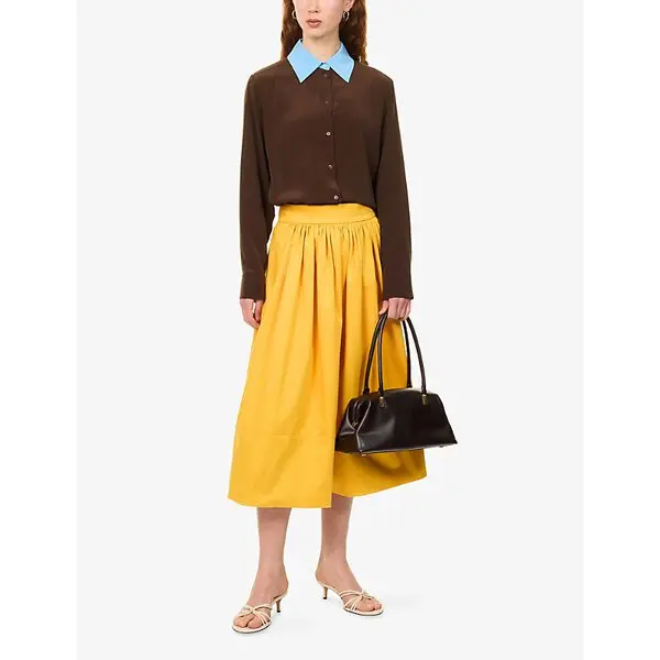 Max Mara Contrast-collar Relaxed-fit Silk Shirt