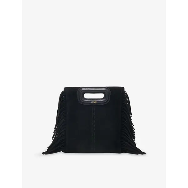 Maje M Mini Suede Shoulder Bag - Black