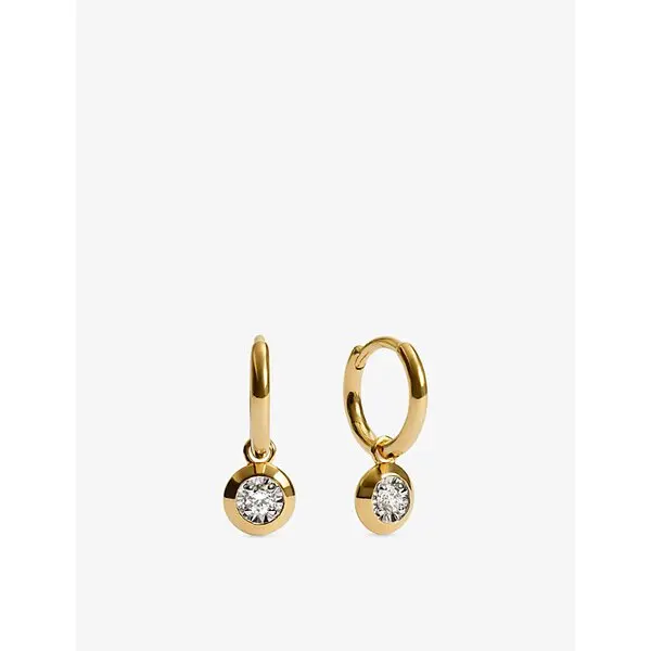 Monica Vinader Round 18ct Vermeil And Lab Grown Diamond Huggie Earrings - Gold