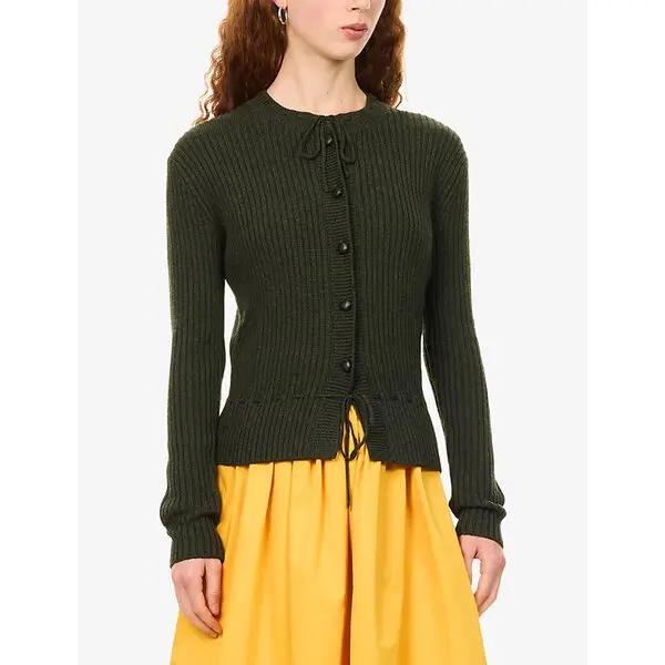Max Mara Round-neck Rib-knit Wool Cardigan