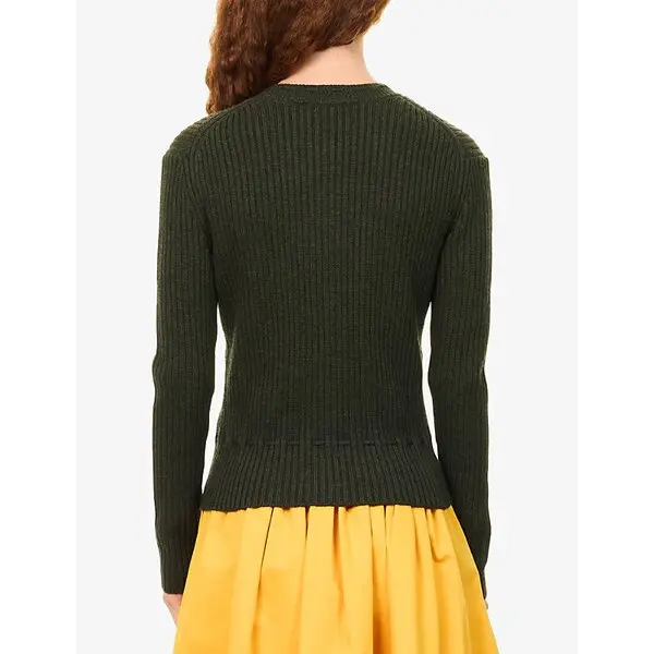 Max Mara Round-neck Rib-knit Wool Cardigan