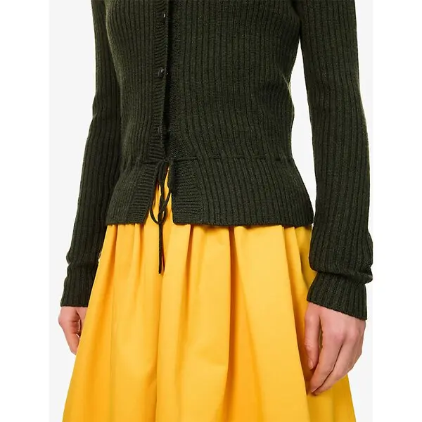 Max Mara Round-neck Rib-knit Wool Cardigan