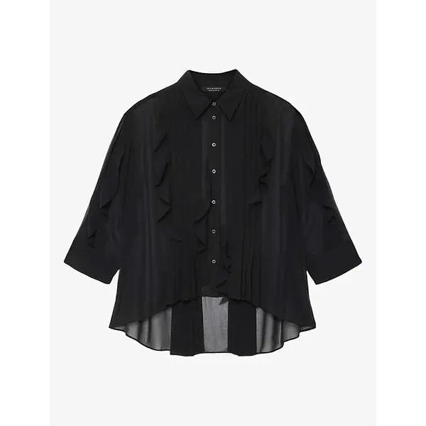 ALLSAINTS Minna Pointed-collar Woven Shirt - Black