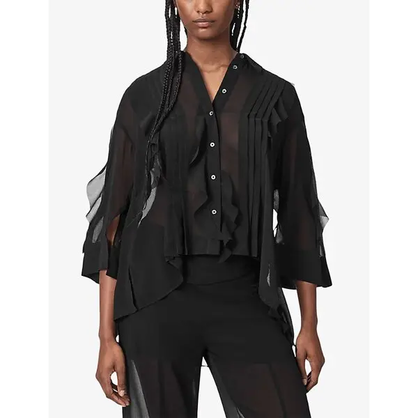 ALLSAINTS Minna Pointed-collar Woven Shirt