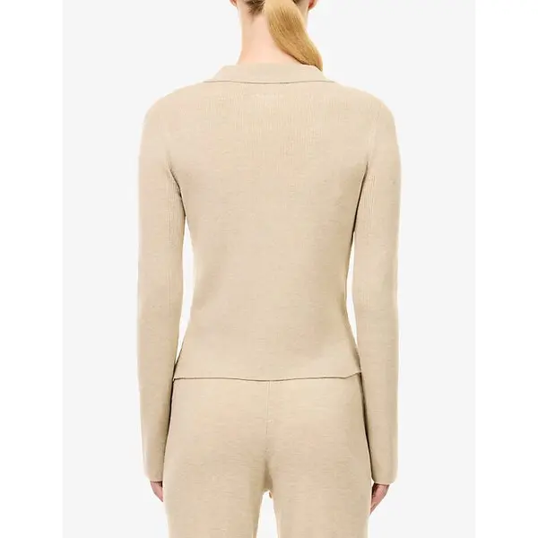 ADANOLA Collar Long-sleeve Knit Top