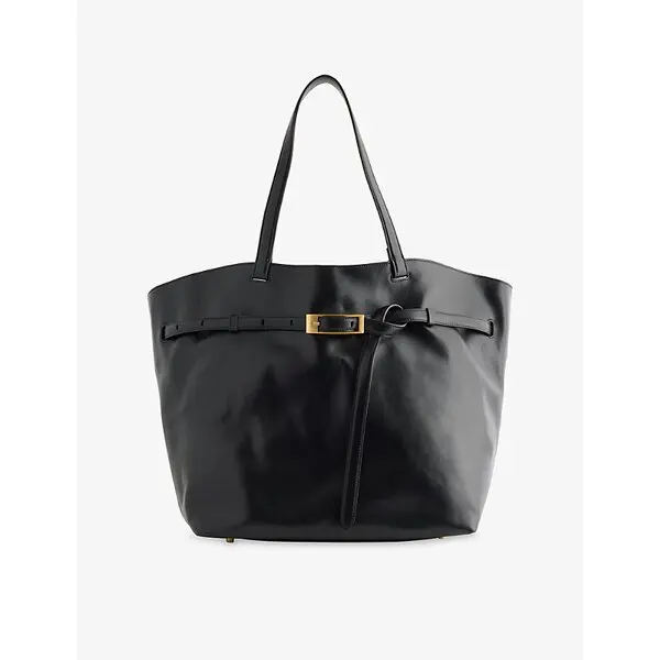 ANINE BING Elly Buckle Leather Tote - Black