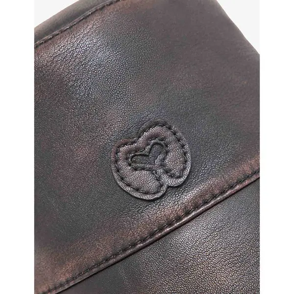 Maje Logo-appliqué Distressed Leather Bucket Hat
