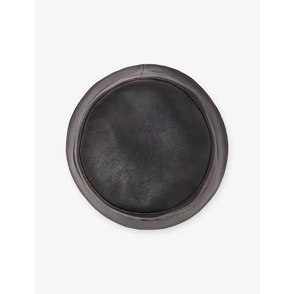 Maje Logo-appliqué Distressed Leather Bucket Hat