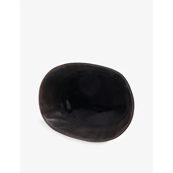 Maje Logo-appliqué Distressed Leather Bucket Hat