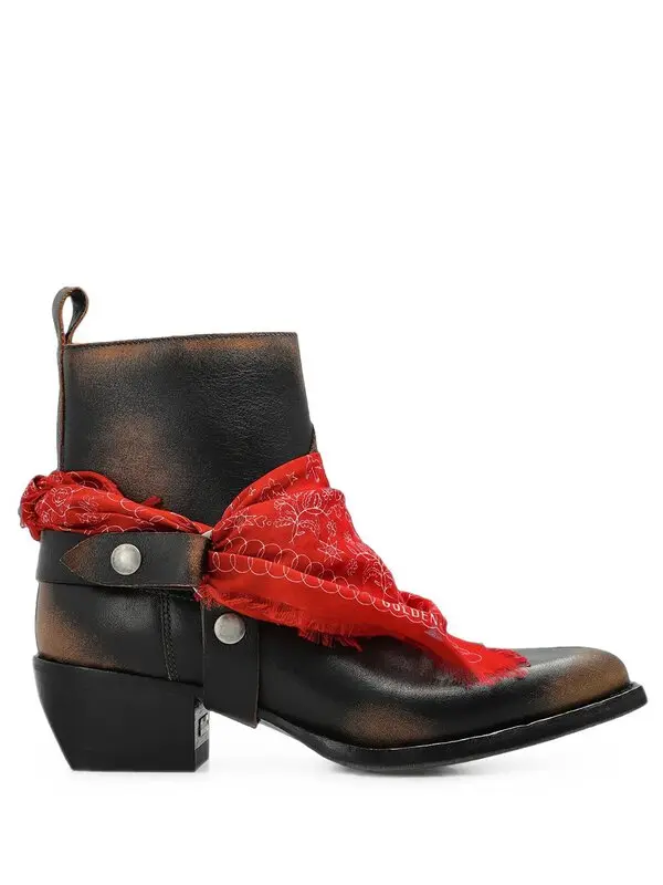 GOLDEN GOOSE Debbie Low Boots In Leather With Removable Buckle A - Black