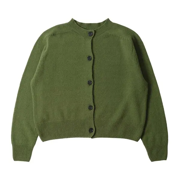 MARGARET HOWELL Small Crew Neck Cardigan 'wheatgrass - Green