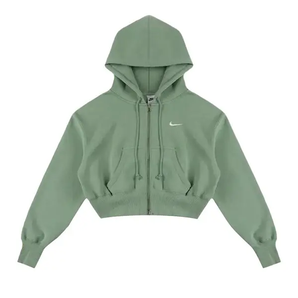 Nike Nsw Phoenix Fleece Loose Fz Cropped Hoodie 'steam/sail - Green