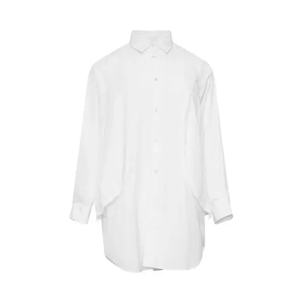 Comme Des Garçons Ruched Panel Longline Blouse - White