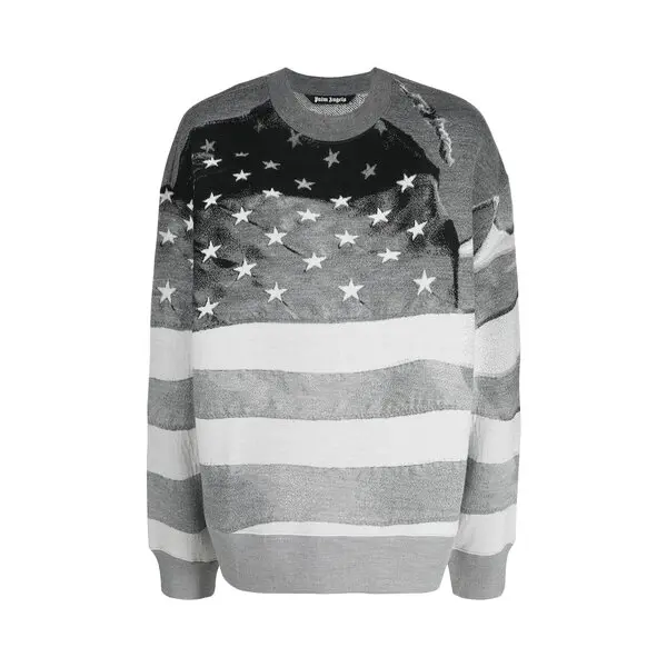 Palm Angels Jacquard Flag Pullover - Grey
