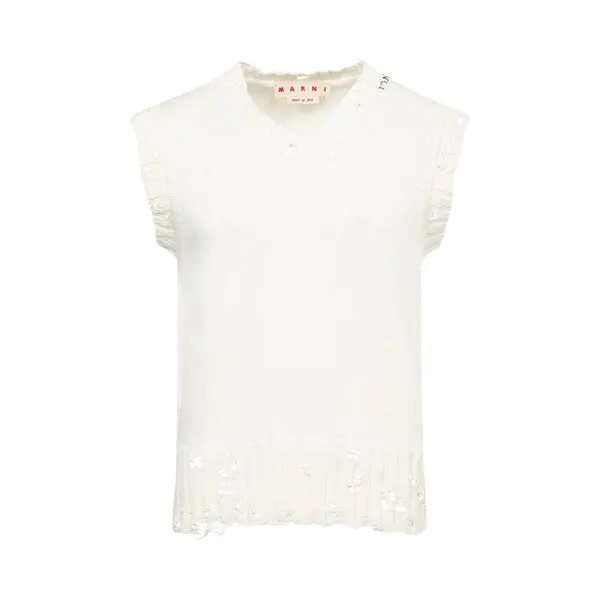 Marni V Neck Sweater - White