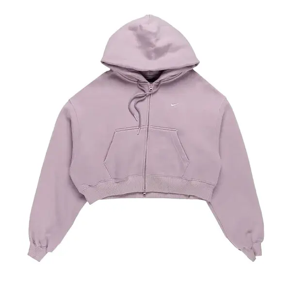 Nike Studio Fleece Medium Weight Oversized Full-zip Cropped Hoodie 'bleached Lilac/sail - Purple
