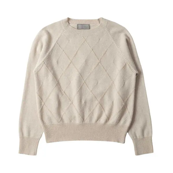 MARGARET HOWELL Textured Argyle Knitwear 'natural - Cream