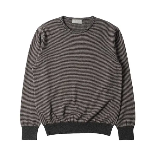 MARGARET HOWELL Feeder Stripe Crew Merino Cashmere 'taupe/charcoal - Tan