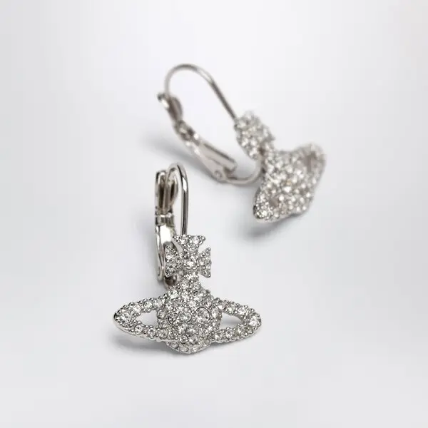 VIVIENNE WESTWOOD Grace Bas Relief Earrings In Platinum Brass With Crystals