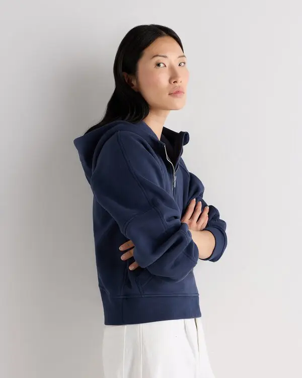 Quince Everyday Fleece Cropped Half Zip Hoodie