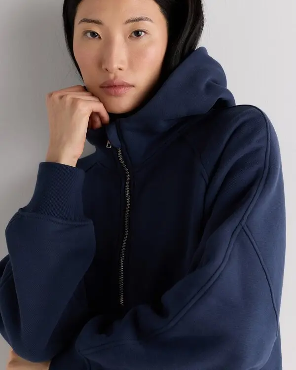 Quince Everyday Fleece Cropped Half Zip Hoodie