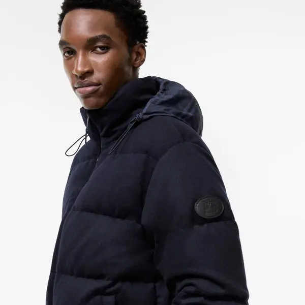 Burberry Cashmere Puffer Jacket With Packaway Hood - Navy