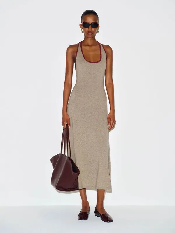 REFORMATION Mia Cashmere Halter Dress - Brown