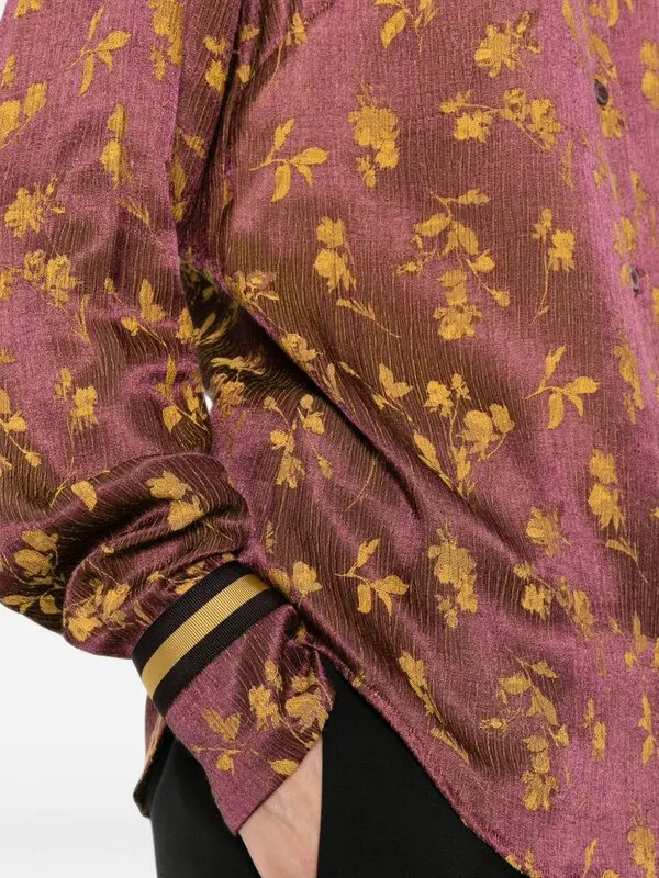 Dries Van Noten Chloris Printed Long Sleeve Shirt - Purple