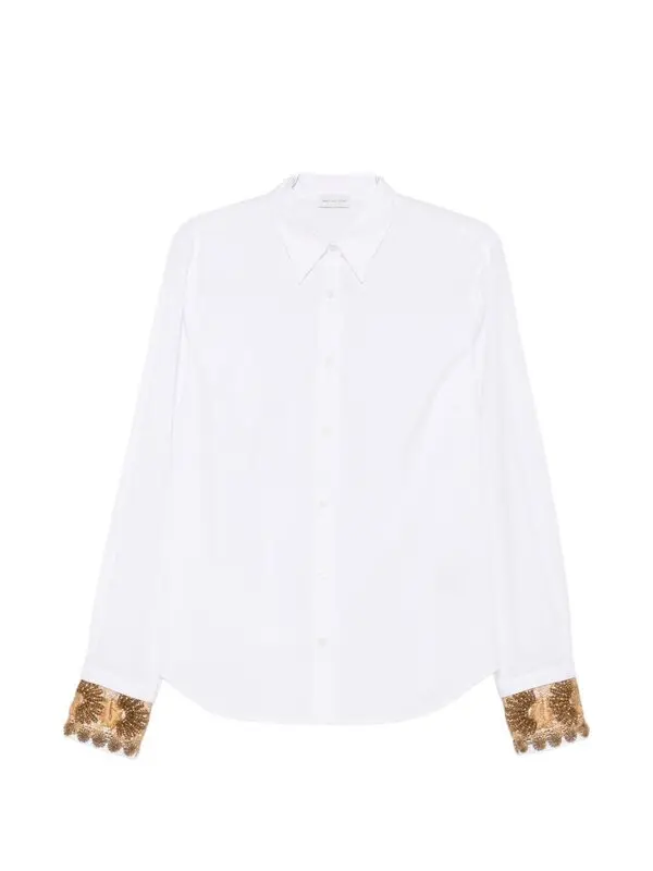 Dries Van Noten Chloris Cotton Shirt With Embellished Cuffs - White