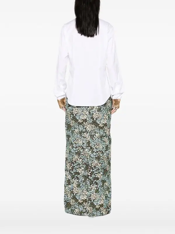 Dries Van Noten Chloris Cotton Shirt With Embellished Cuffs - White