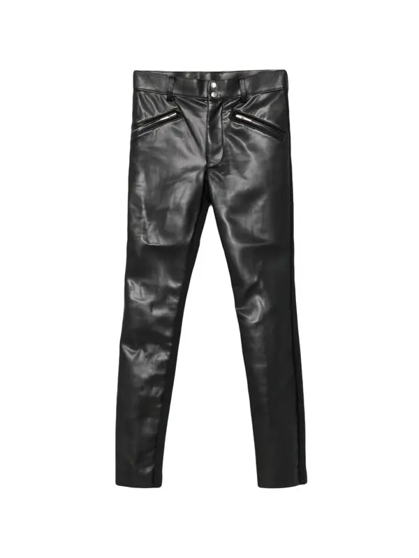 Sacai Faux Leather Trousers With Paneled Knit Detail - Black