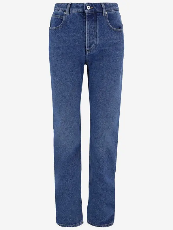 Bottega Veneta 5-pocket Cotton Jeans With Button Closure And Leather Pocket Detail - Blu