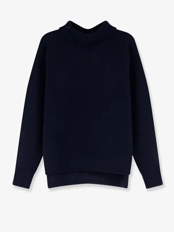 Bottega Veneta Wool Turtleneck Sweater With Ribbed Collar And Cuffs - Blu