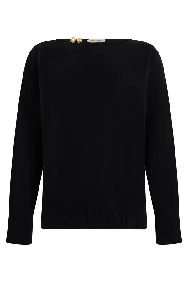 Alberta Ferretti Inspired Wool Silk Cashmere Sweater With Golden Detail