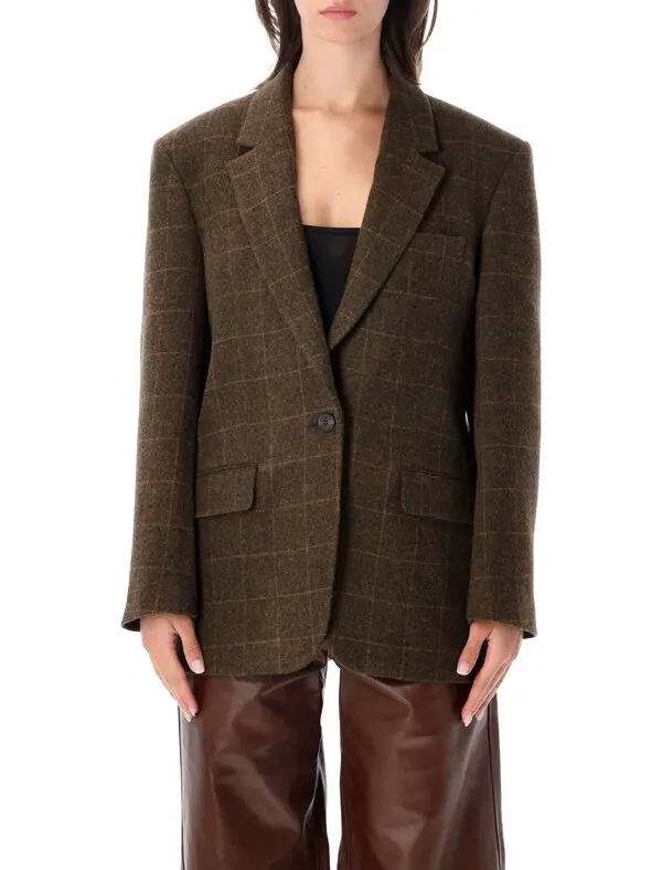 RÓHE Plaid Wool Blazer - Moss Check