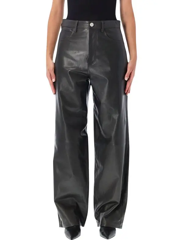 RÓHE Wide-leg Leather Trousers - Grigio