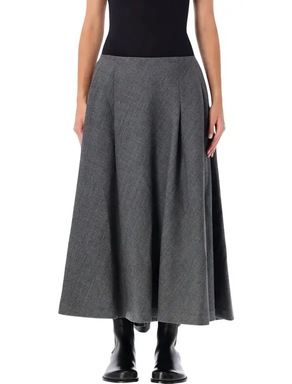 AMI Paris High-waist Virgin Wool Maxi Skirt - Grigio
