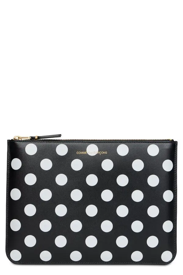 Comme Des Garçons Polka Dot Mini Zip Wallet - Black