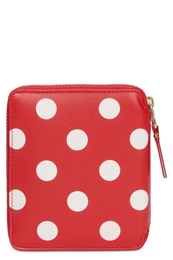 Comme Des Garçons Mini Polka Dot Zip Wallet - Red