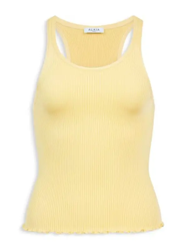 Alaïa Ribbed Sleeveless Scoop Neck Tank Top - Yellow
