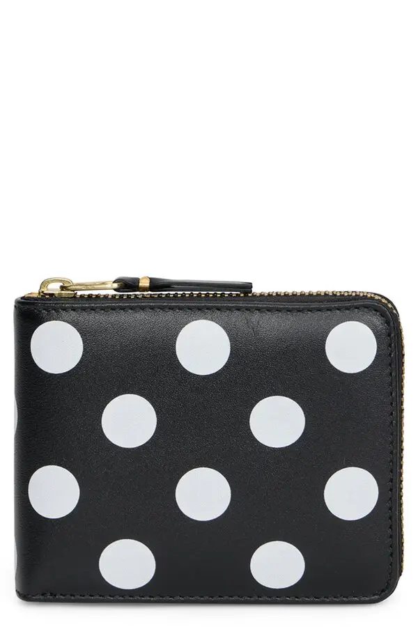 Comme Des Garçons Polka Dot Zip Wallet - Black