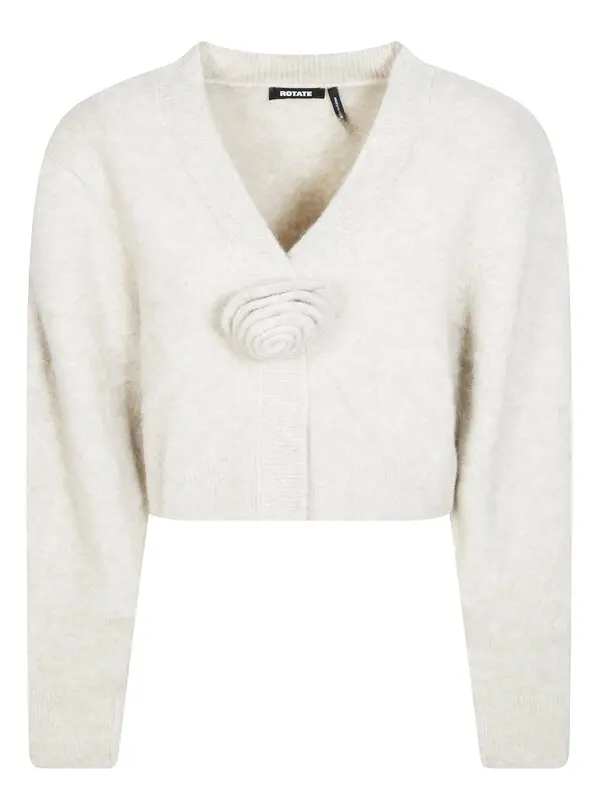 ROTATE BY BIRGER CHRISTENSEN Knit Flower Cardigan - Beige