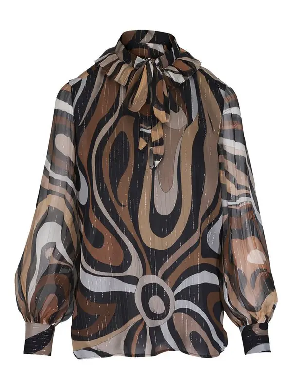 Emilio Pucci Marmo Print Creponne Blouse - Multicolour